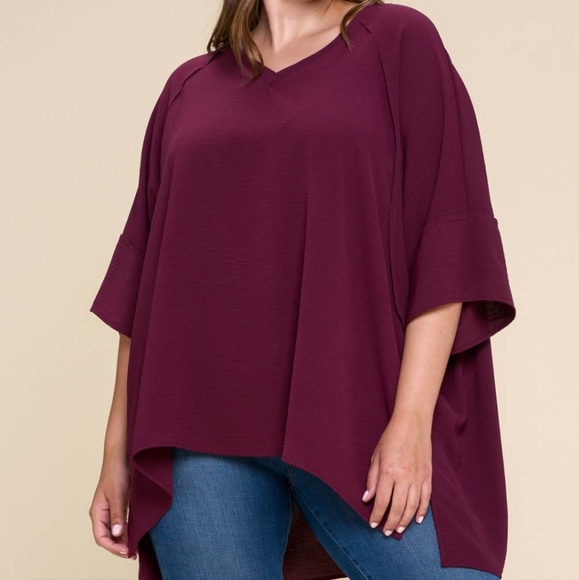 Cotton Bleu | Tops | New Oversized Plum Vneck Top | Poshmark